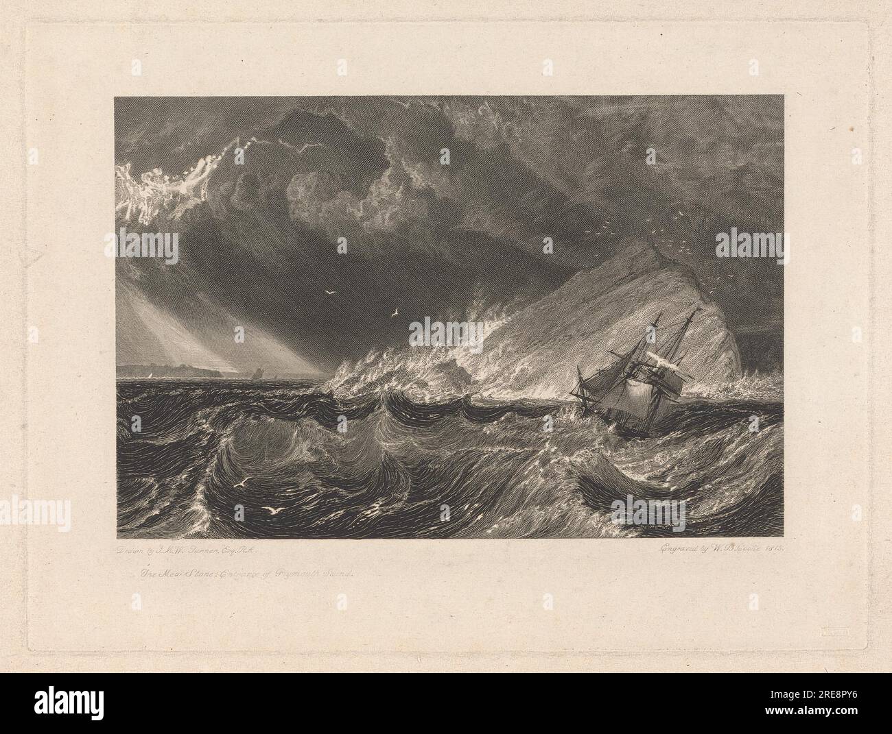 The Mewstone, Entrance of Plymouth Sound 1815 by William Bernard Cooke ...