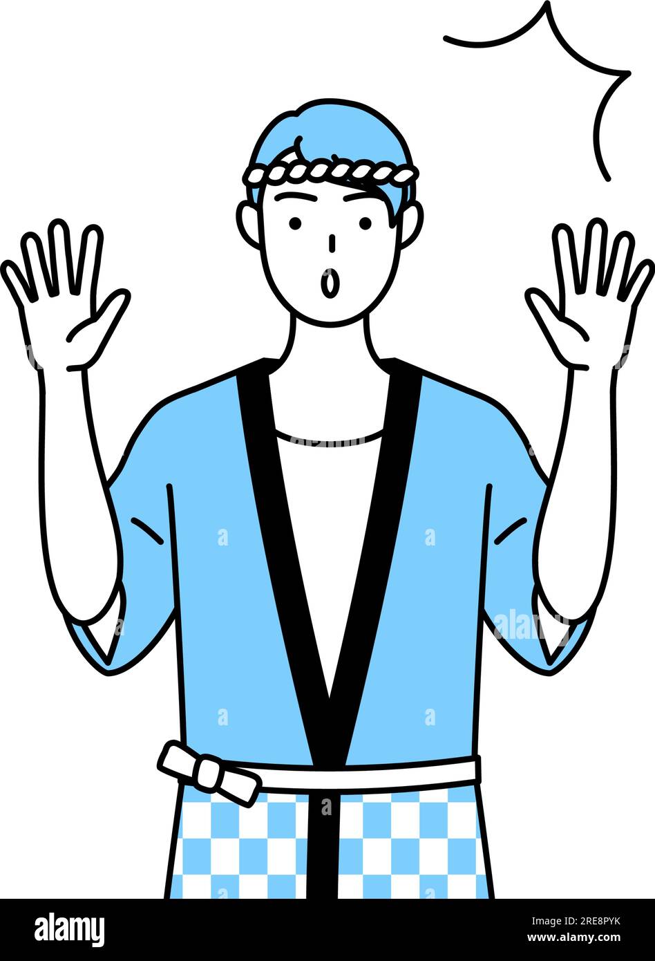 Man wearing Happi coat for summer festivals raising his hand in ...