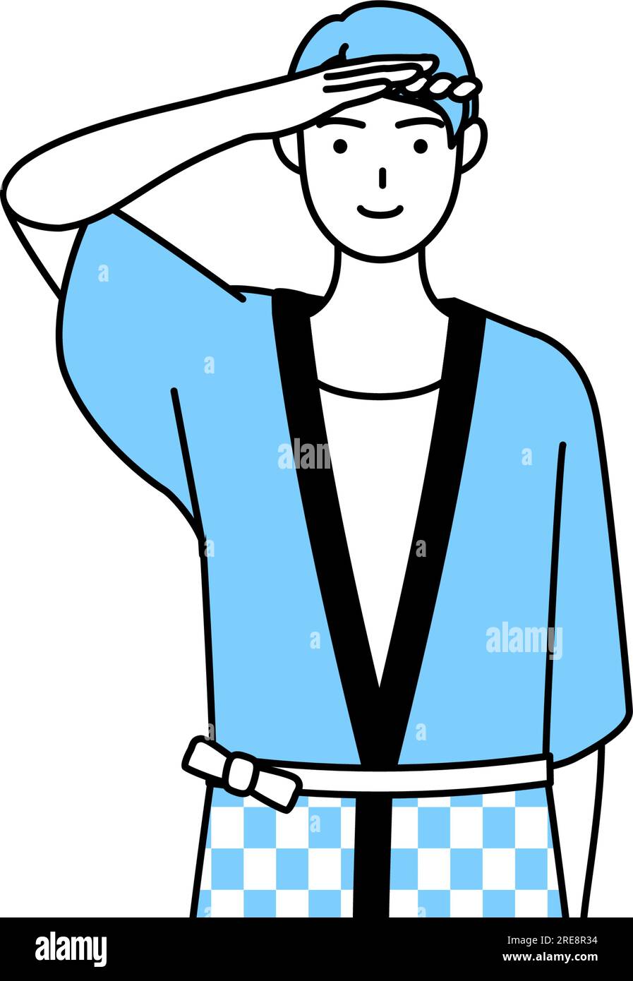 Man wearing Happi coat for summer festivals making a salute, Vector ...