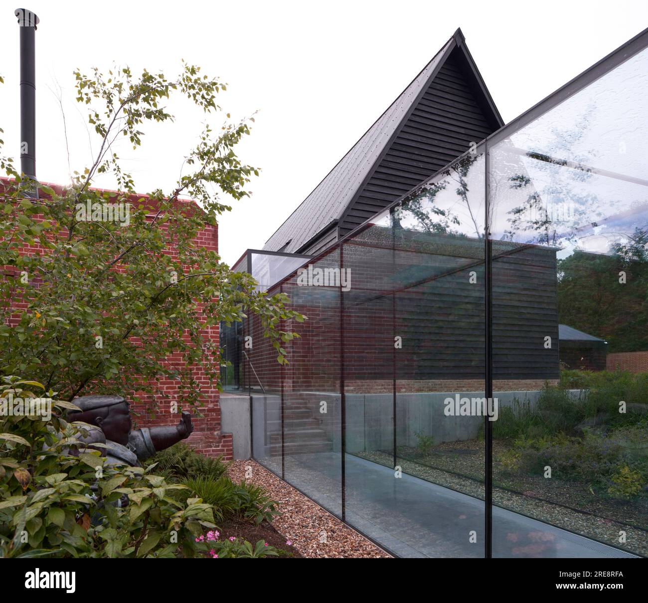 Side view showing glass link corridor. Listed Farmstead, Suffolk ...