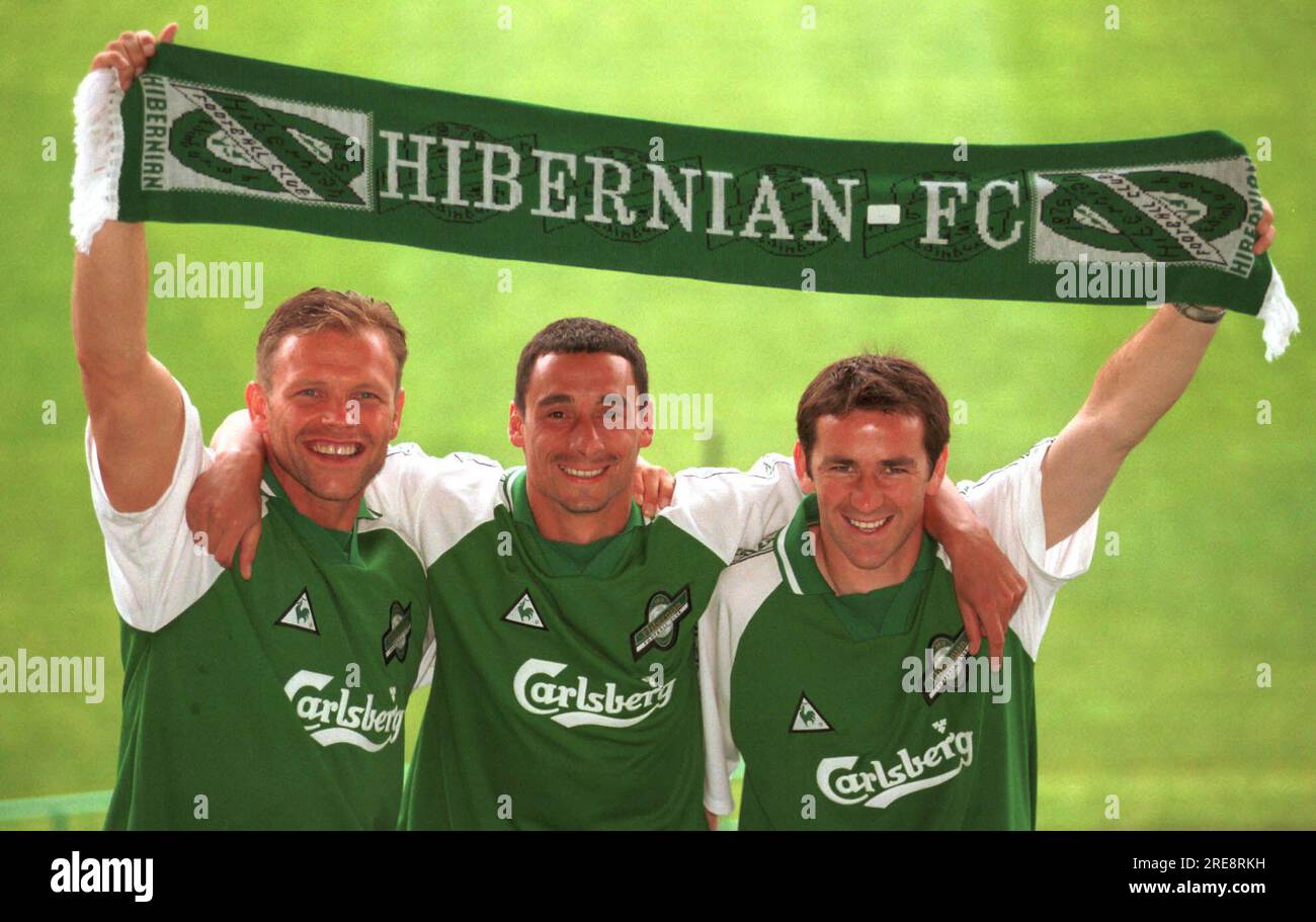 Hibs ( Hibernian Football Club ) new signing Fabrice Henry, centre, at ...
