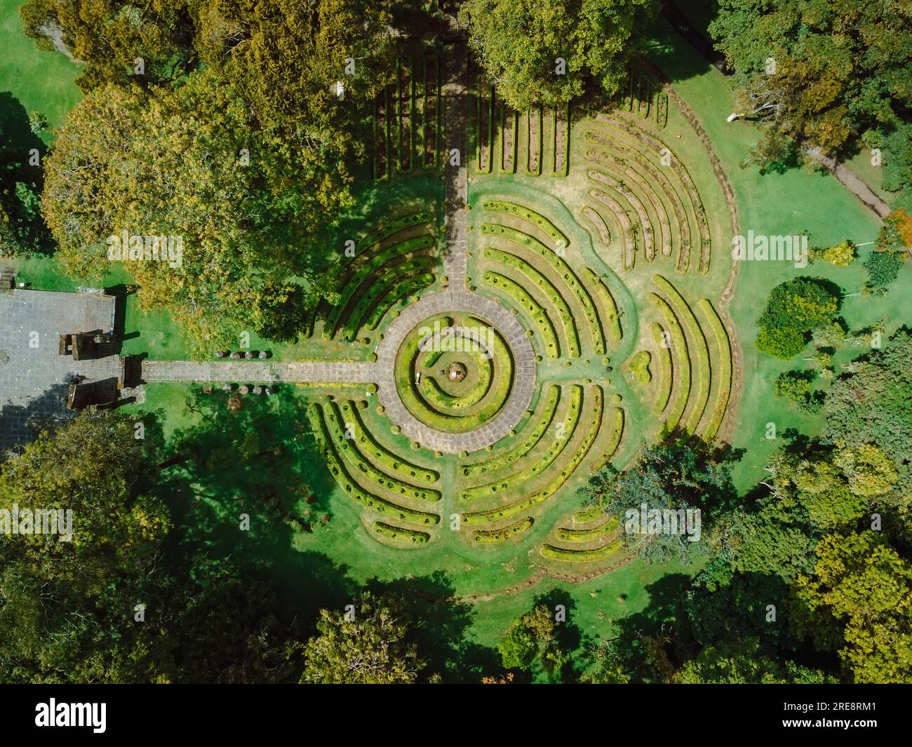 Tropical botanic garden in Bali. Botanical park in Indonesia. Aerial ...