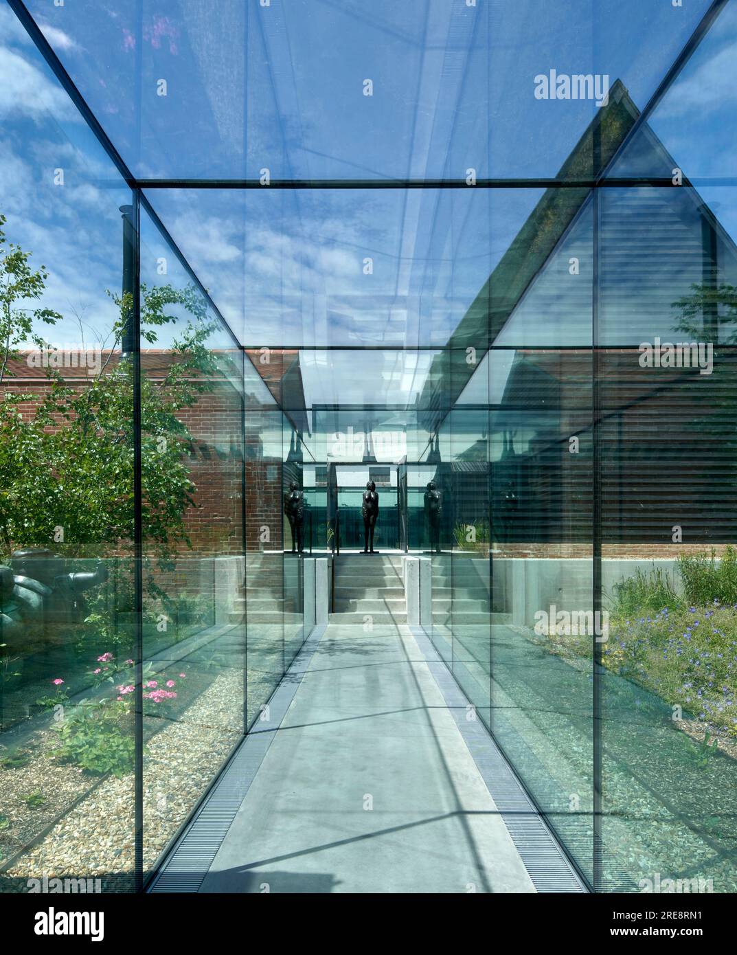 Interior view showing glass link corridor. Listed Farmstead, Suffolk ...