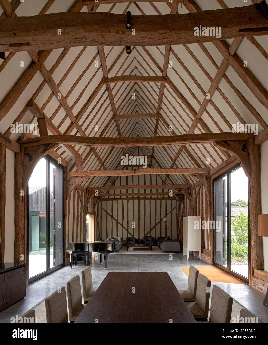 Renovated barn interior. Listed Farmstead, Suffolk, United Kingdom ...