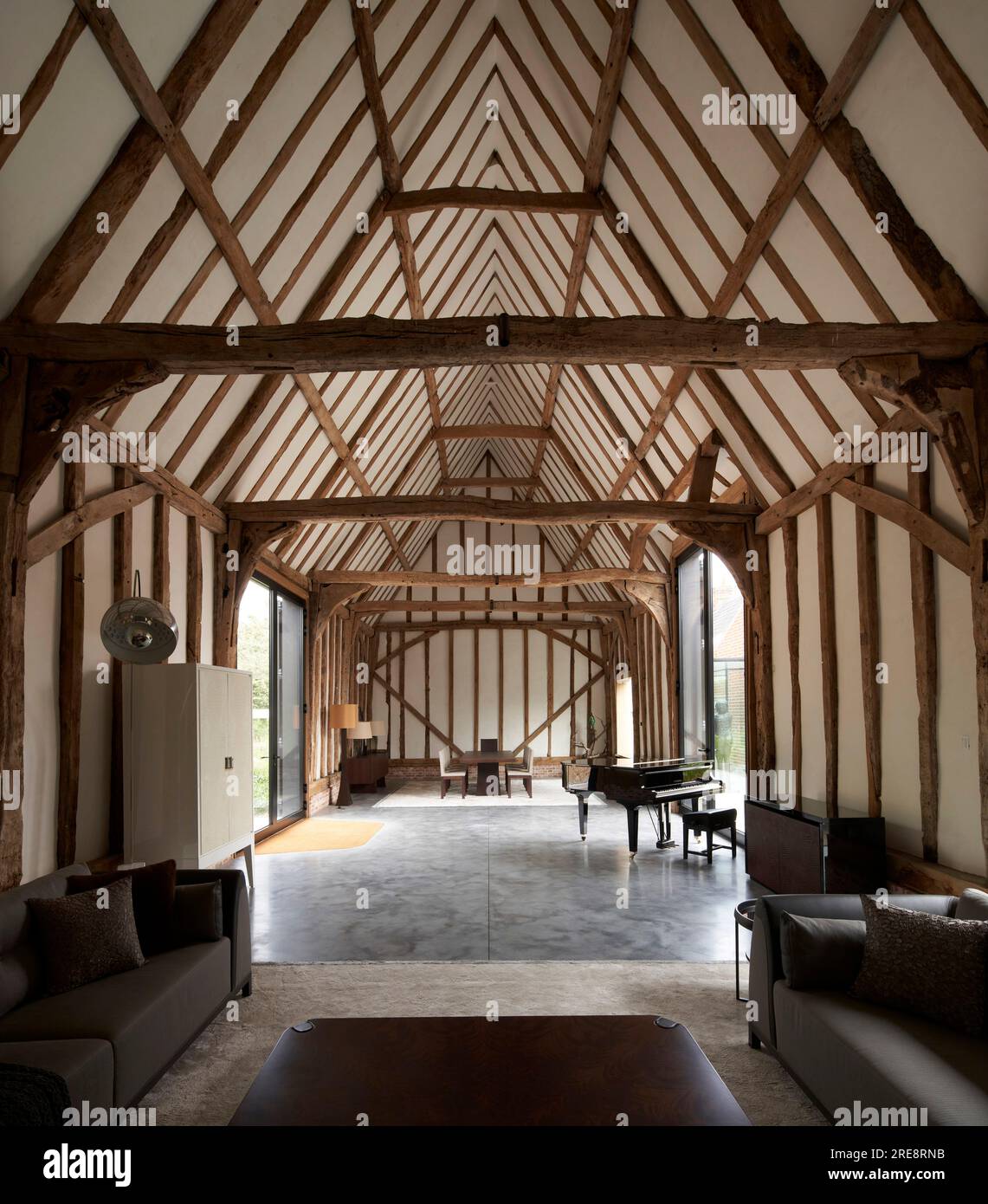 Renovated barn interior. Listed Farmstead, Suffolk, United Kingdom ...