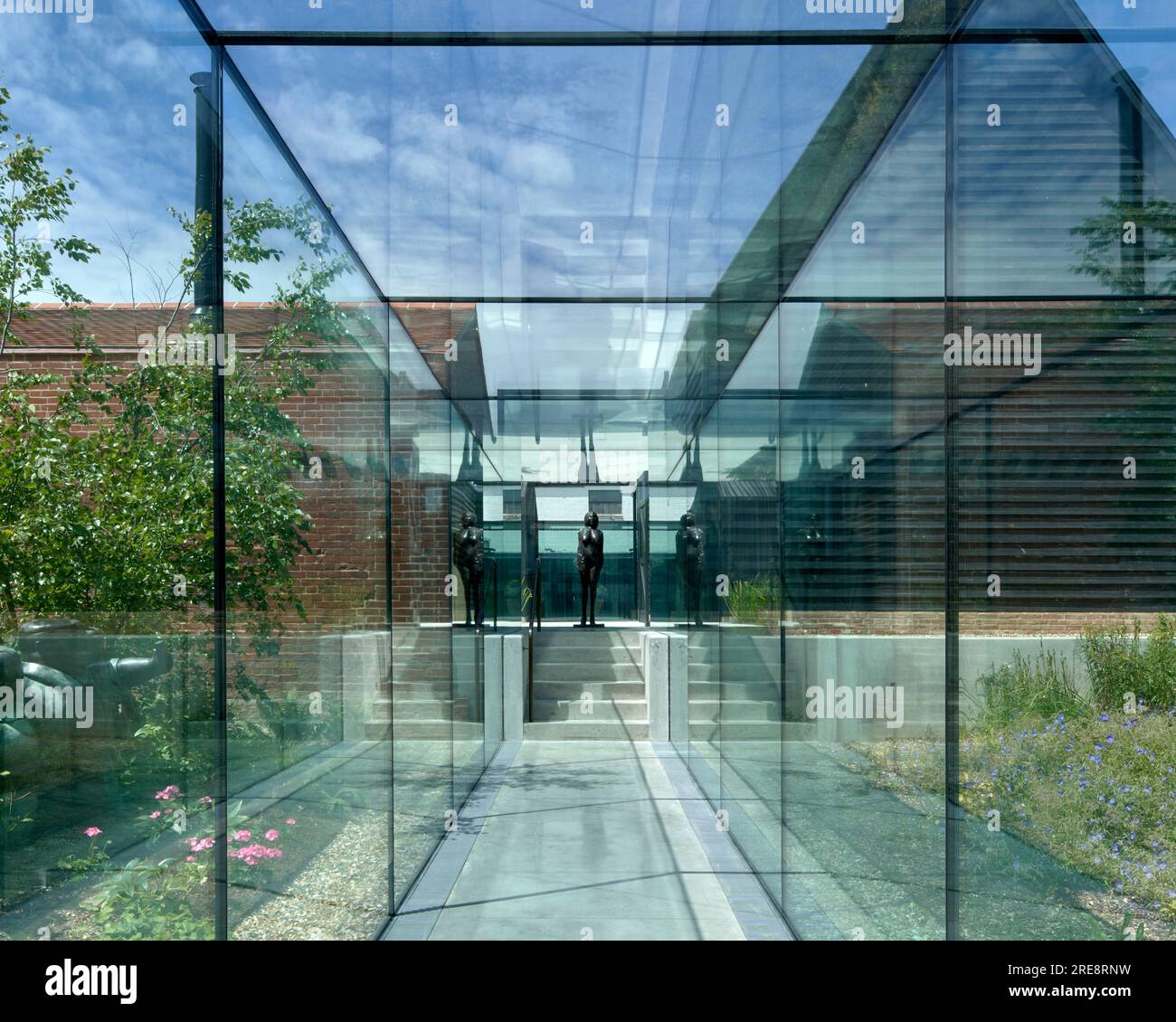 Interior view showing glass link corridor. Listed Farmstead, Suffolk ...