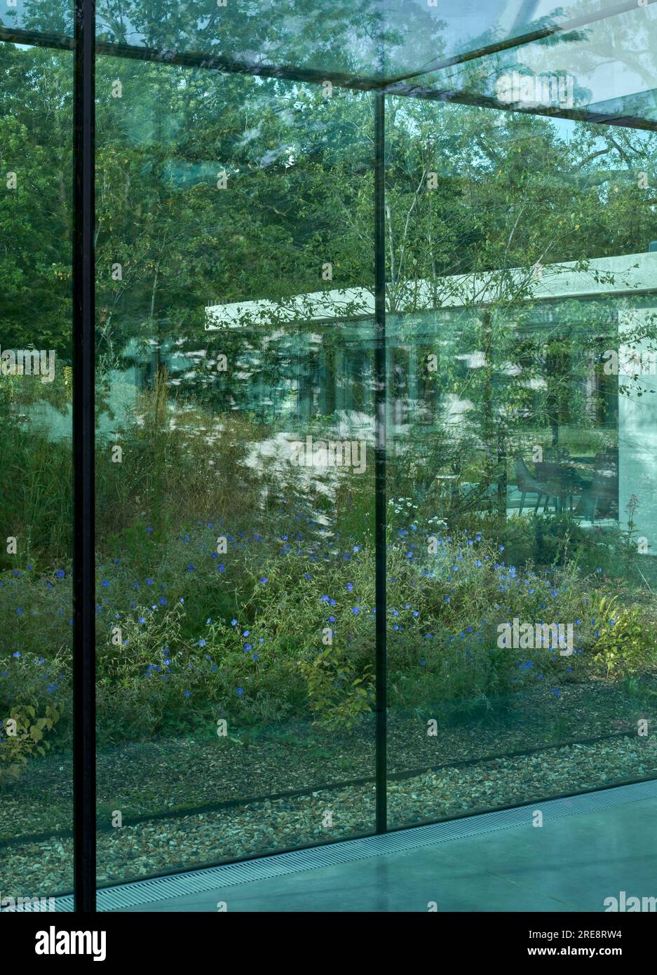 Interior view showing glass link corridor. Listed Farmstead, Suffolk ...