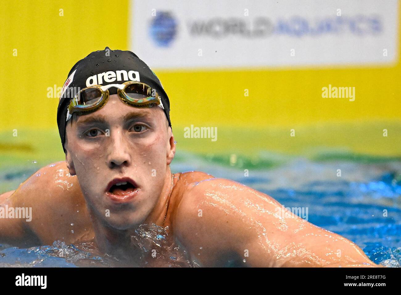 Fukuoka, Japan. 26th July, 2023. Daniel Wiffen of Ireland reacts after ...