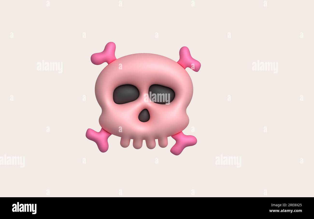 3D illustration. Face of a devil skull and bones for Halloween Stock ...