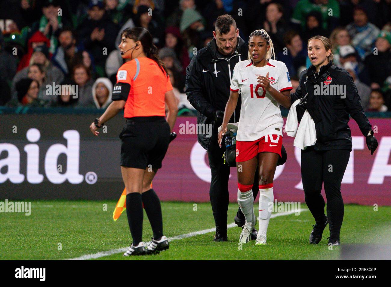 Canada’s Ashley Lawrence receives treatment during the FIFA Women's ...
