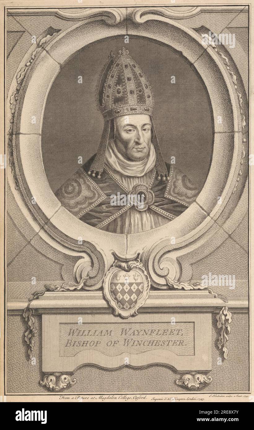 William Waynfleet, Bishop of Winchester 1743 by Jacobus Houbraken Stock ...