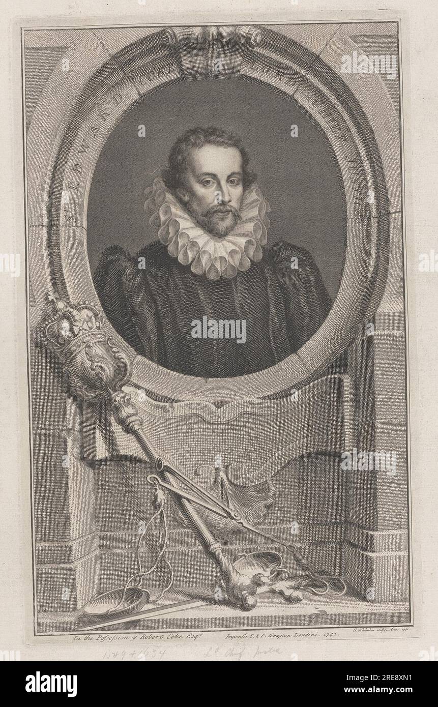 Sir Edward Coke, Lord Chief Justice 1741 by Jacobus Houbraken Stock ...