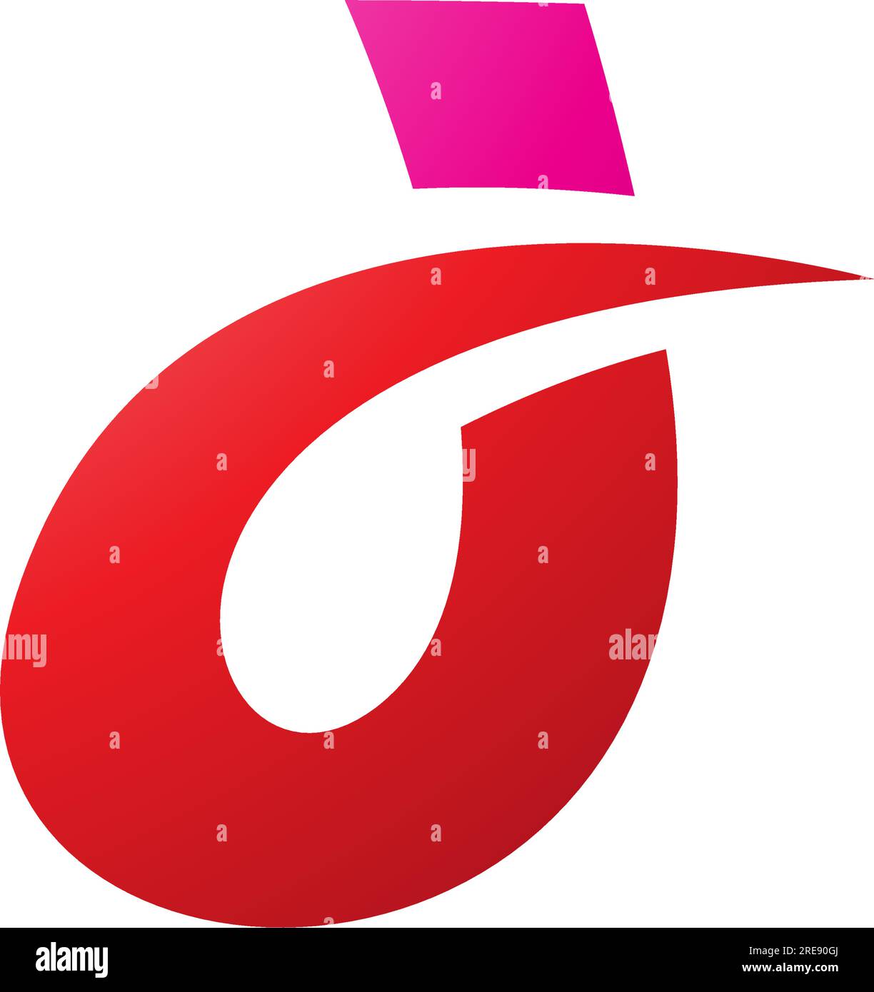 Magenta and Red Curved Spiky Letter D Icon on a White Background Stock ...