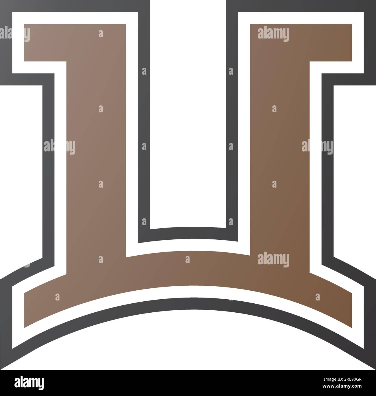Brown and Black Arch Shaped Letter U Icon on a White Background Stock ...
