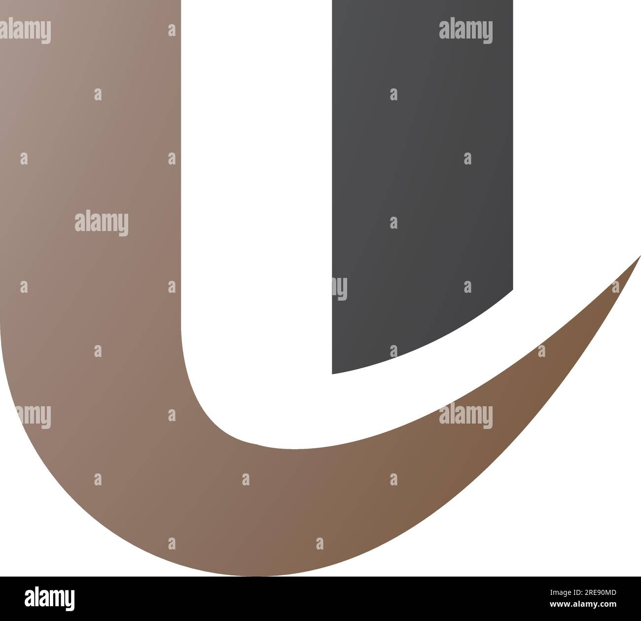 Brown and Black Bold Curvy Shaped Letter U Icon on a White Background ...