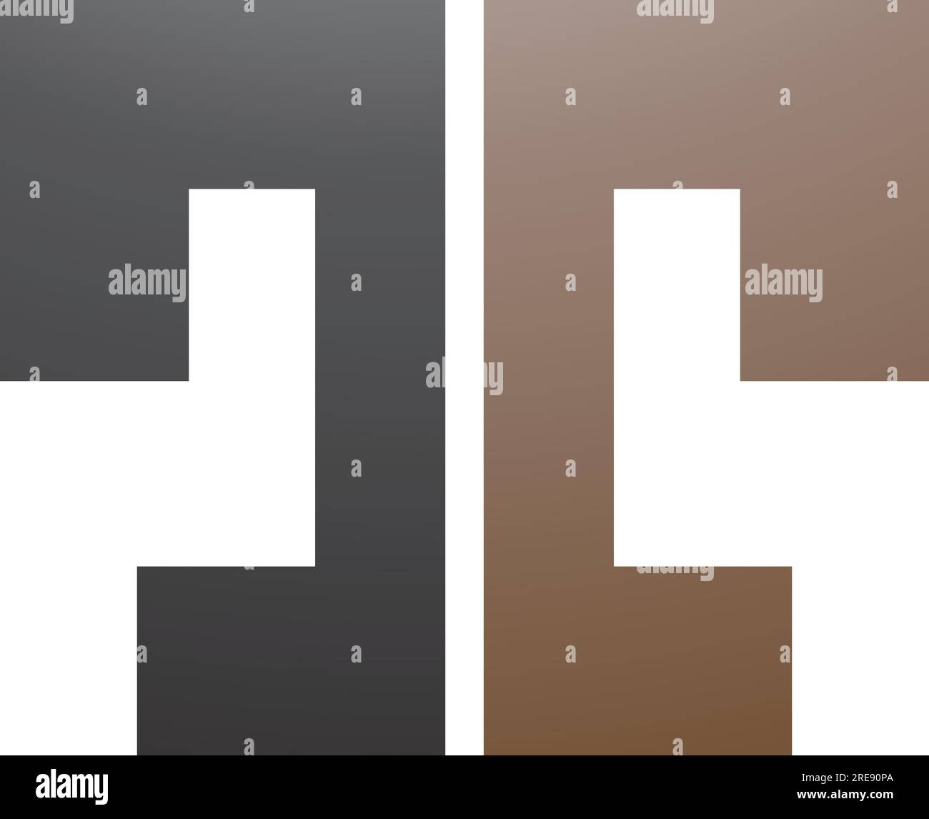 Brown and Black Bold Split Shaped Letter T Icon on a White Background ...