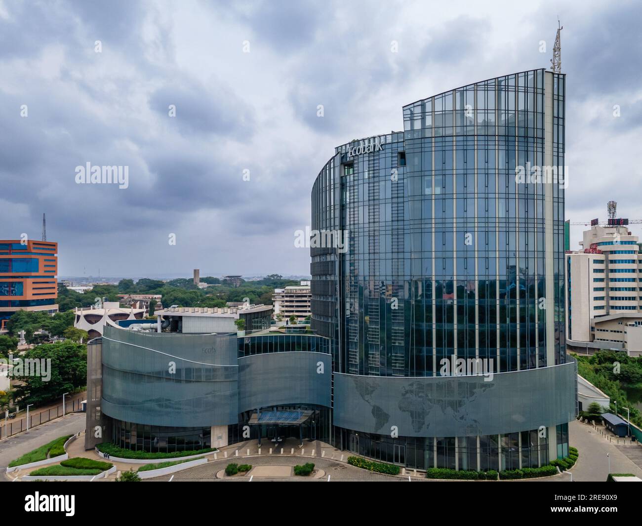 Beautiful Glass Skyscraper in Accra Stock Photo - Alamy