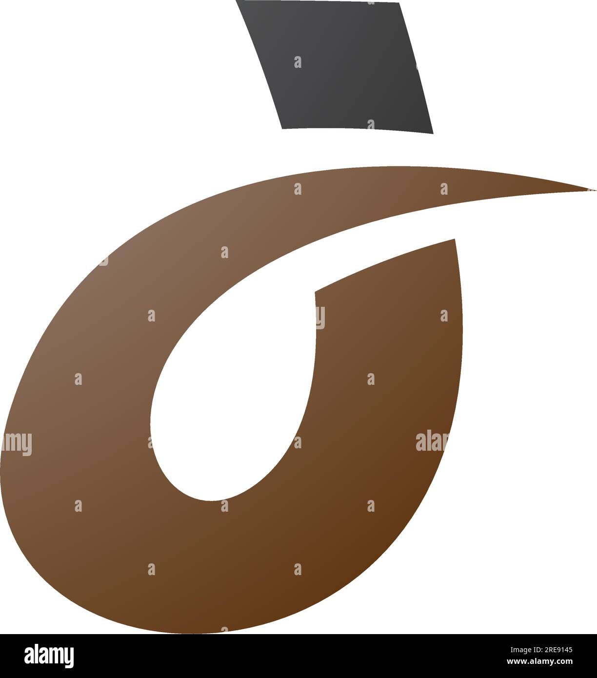Brown and Black Curved Spiky Letter D Icon on a White Background Stock ...