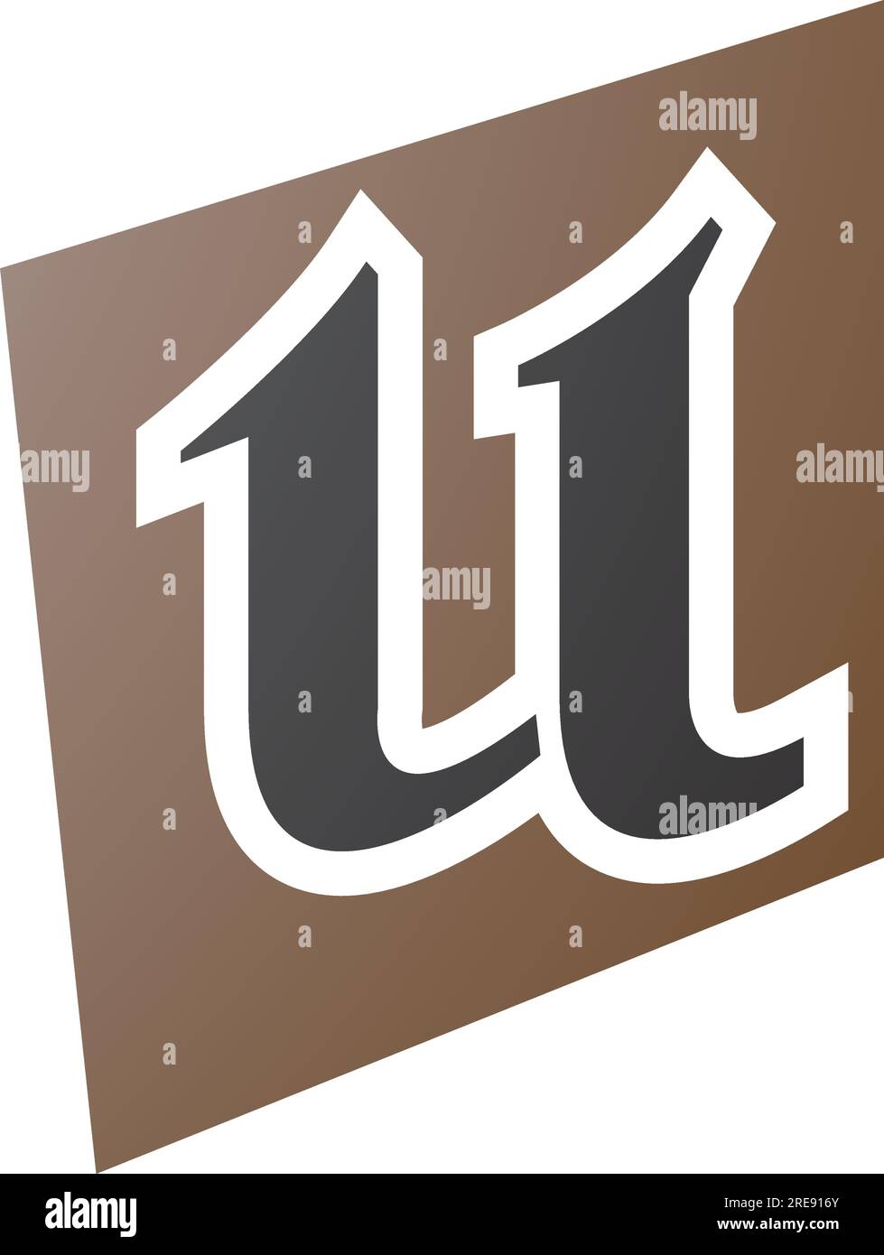Brown and Black Distorted Square Shaped Letter U Icon on a White ...