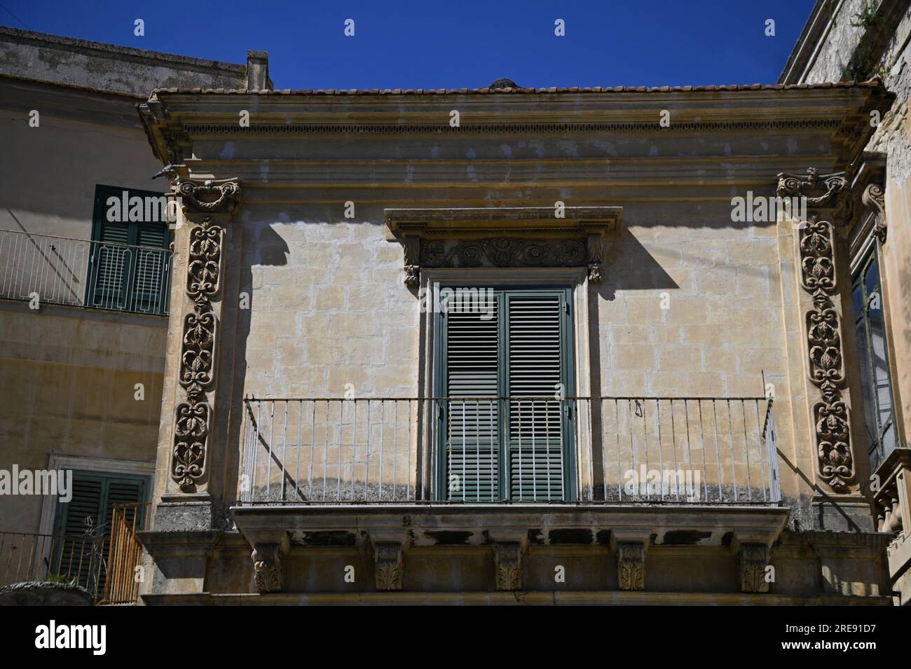 Antique Neoclassical building facade with Sicilian Baroque ...