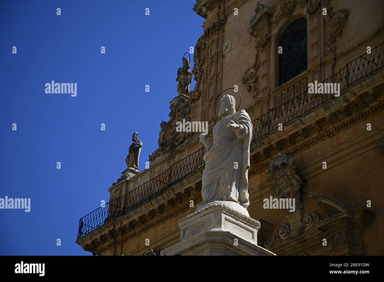 Scenic facade view of the Baroque Sicilian style Duomo di San Pietro a ...