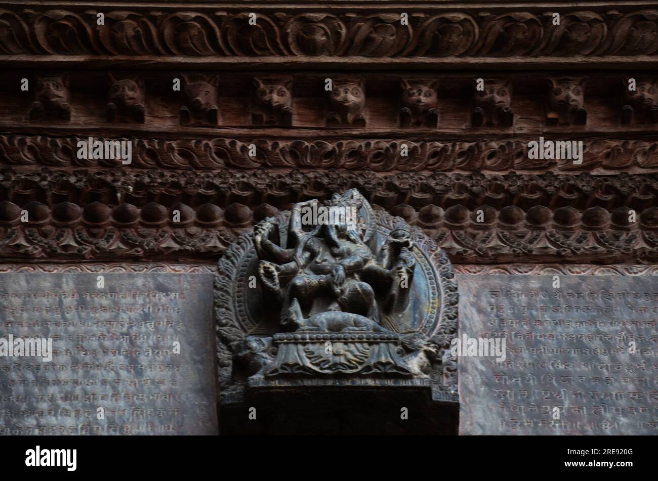 Ancient wood architecture and antique art wooden carved nepalese angel ...