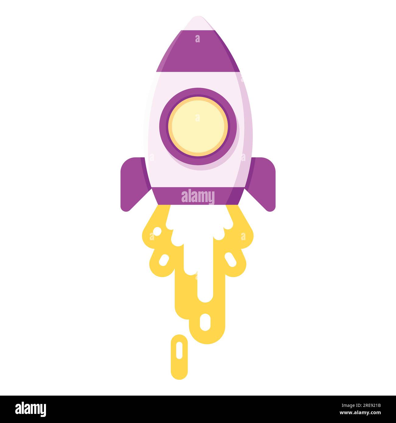 Flying rocket space ship with flame. business startup or business boost ...