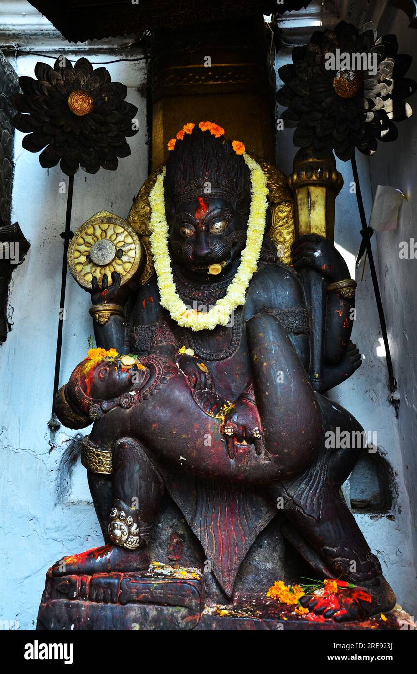 Ancient Hanuman idol deity angel statue at antique building Hanuman ...