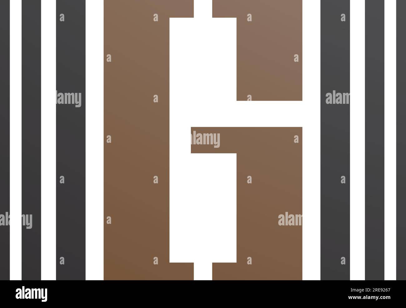 Brown and Black Letter G Icon with Vertical Stripes on a White ...