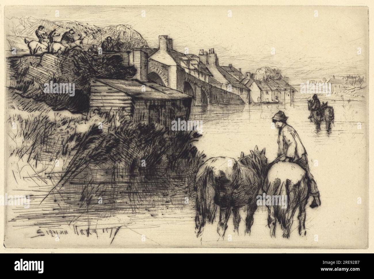 Wareham Bridge 1877 by Francis Seymour Haden Stock Photo - Alamy