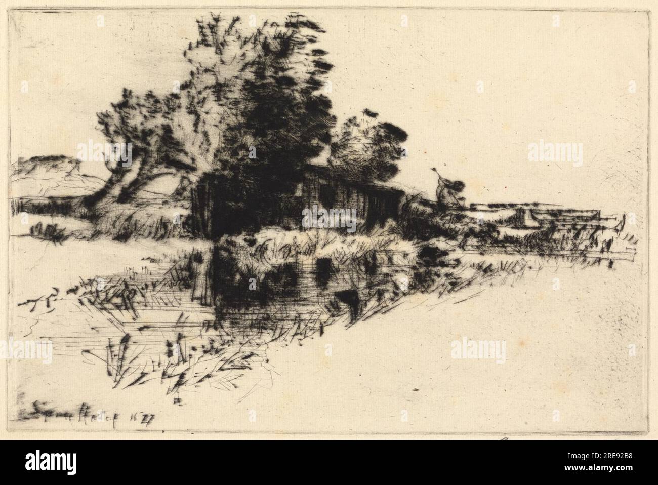 The Little Boat House 1877 by Francis Seymour Haden Stock Photo - Alamy