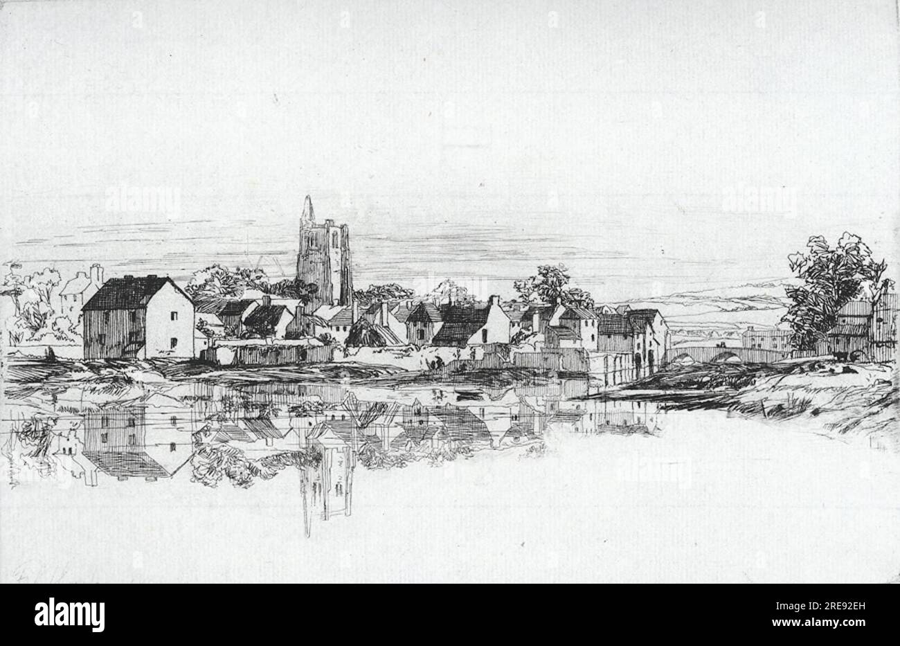 Kidwelly Town 1859 by Francis Seymour Haden Stock Photo - Alamy