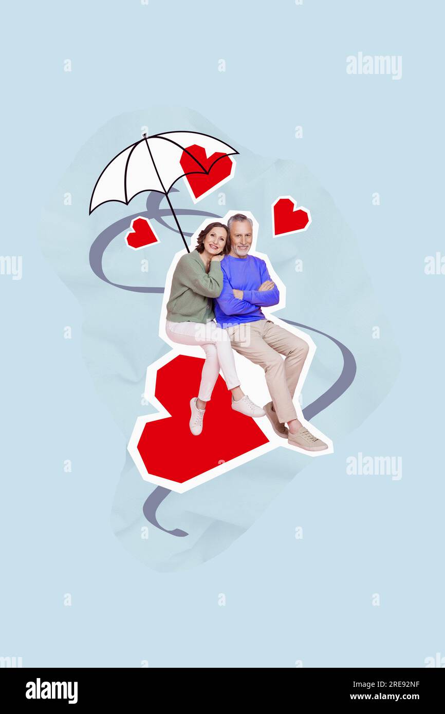 Poster postcard collage artwork of enamored enchanted people enjoy ...