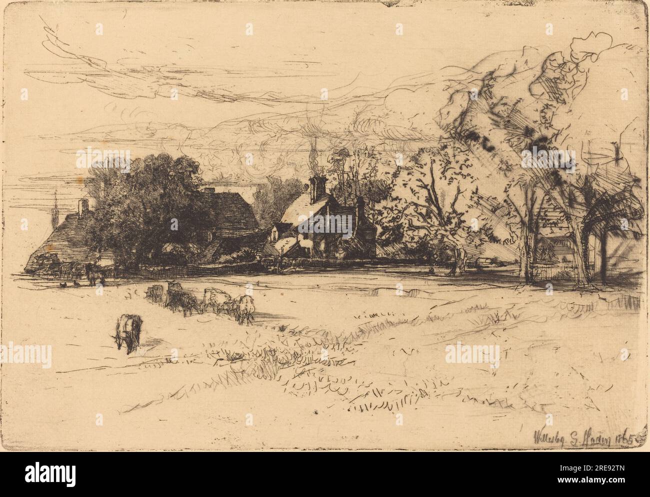 "Francis Seymour Haden, Old Willesley House, 1865, etching on cream ...