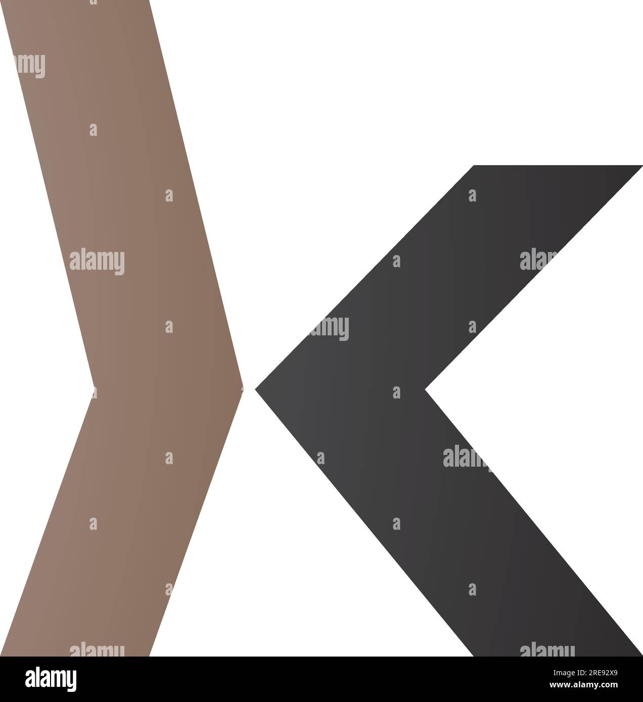 Brown and Black Lowercase Arrow Shaped Letter K Icon on a White ...