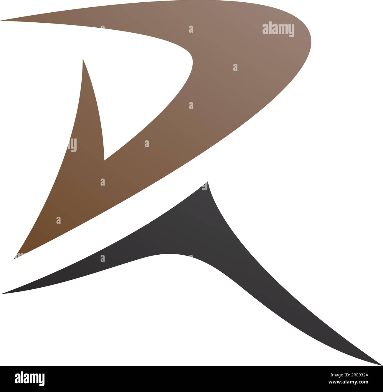 Brown and Black Pointy Tipped Letter R Icon on a White Background Stock ...