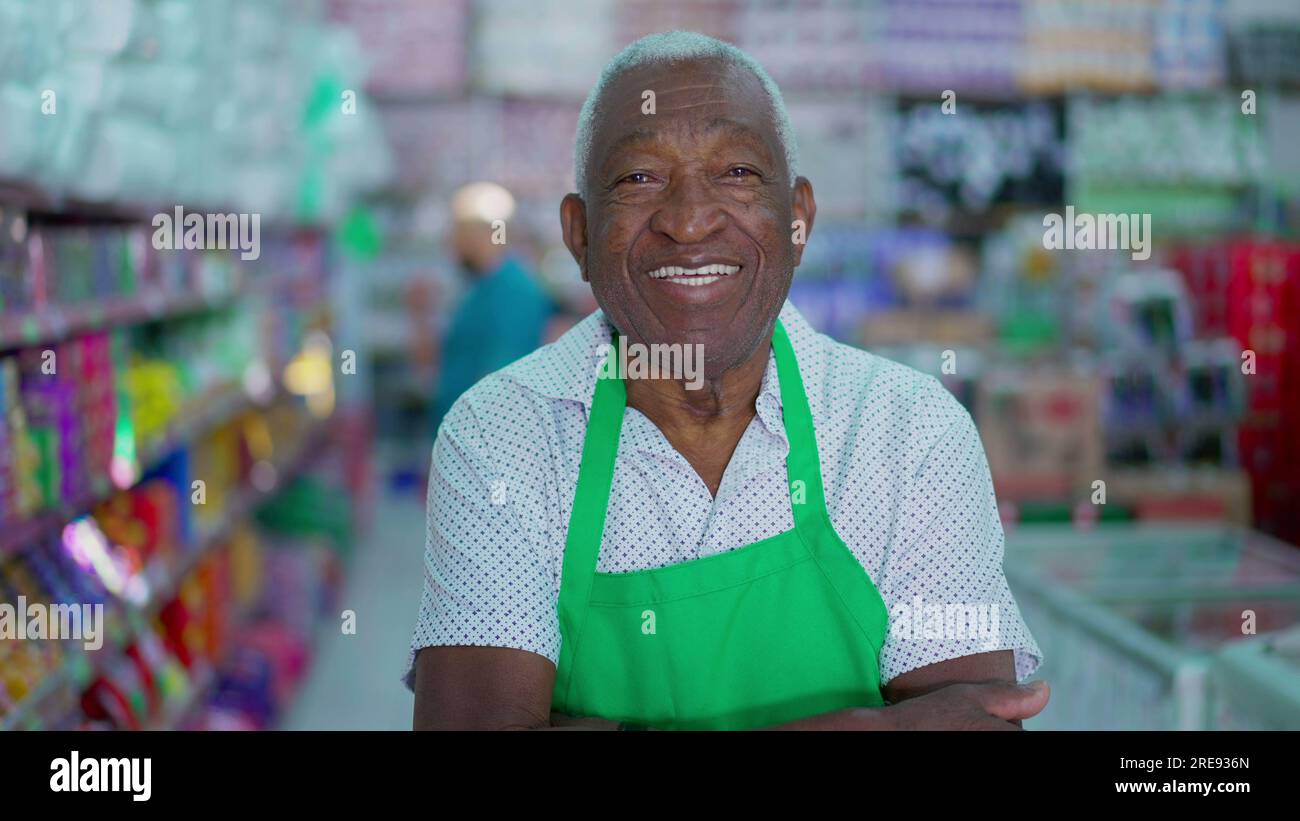 Smiling Black Senior Manager of Grocery Store, Happy Employee Portrait ...