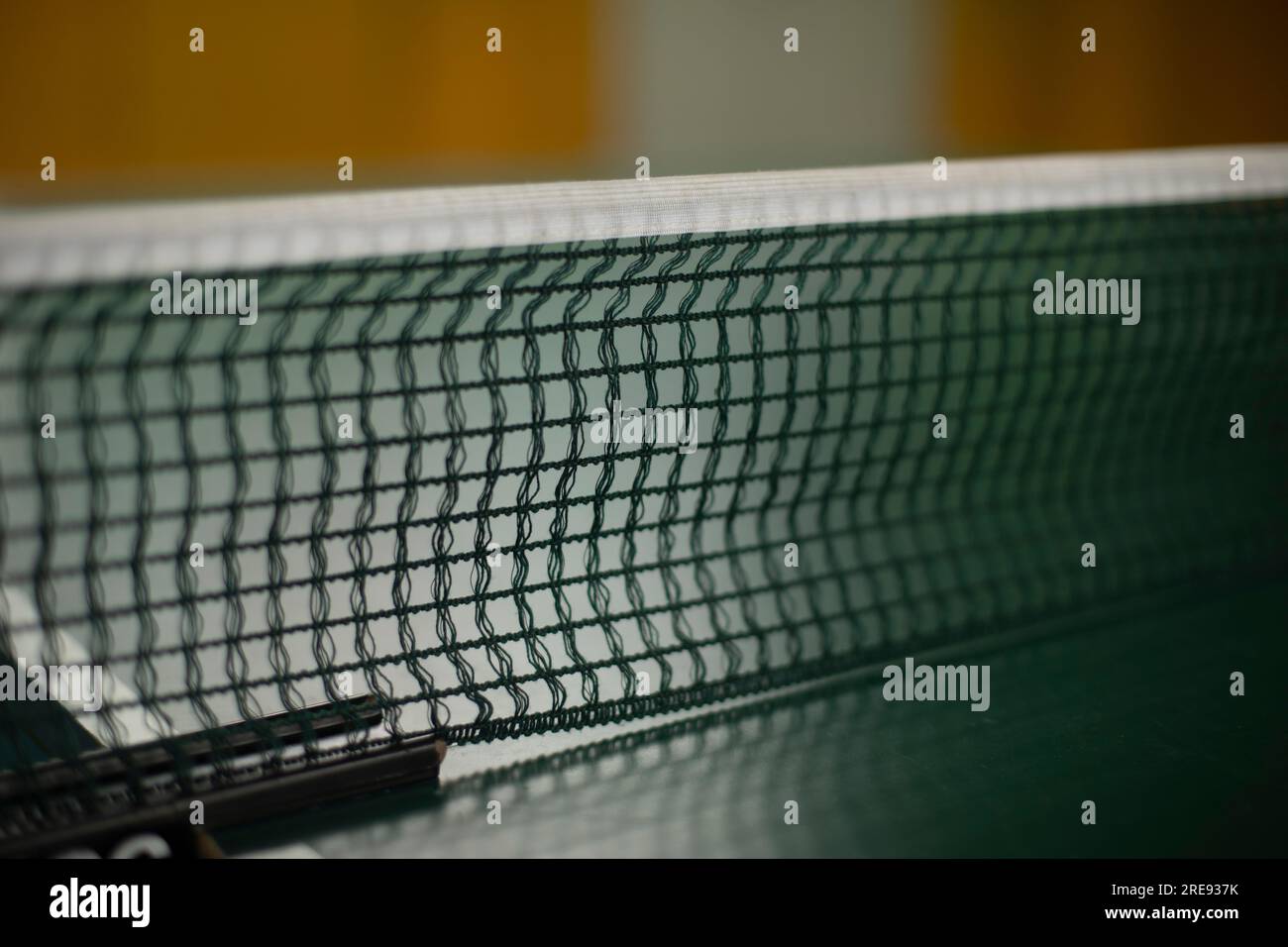 Table tennis net. Tennis table. Mesh is stretched across table ...