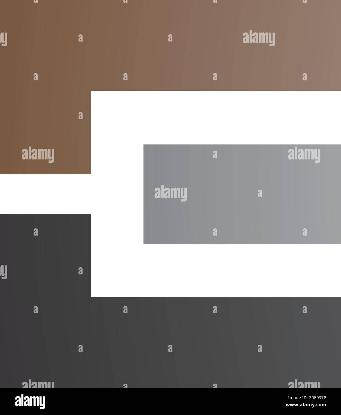 Brown and Black Rectangular Letter E Icon on a White Background Stock ...