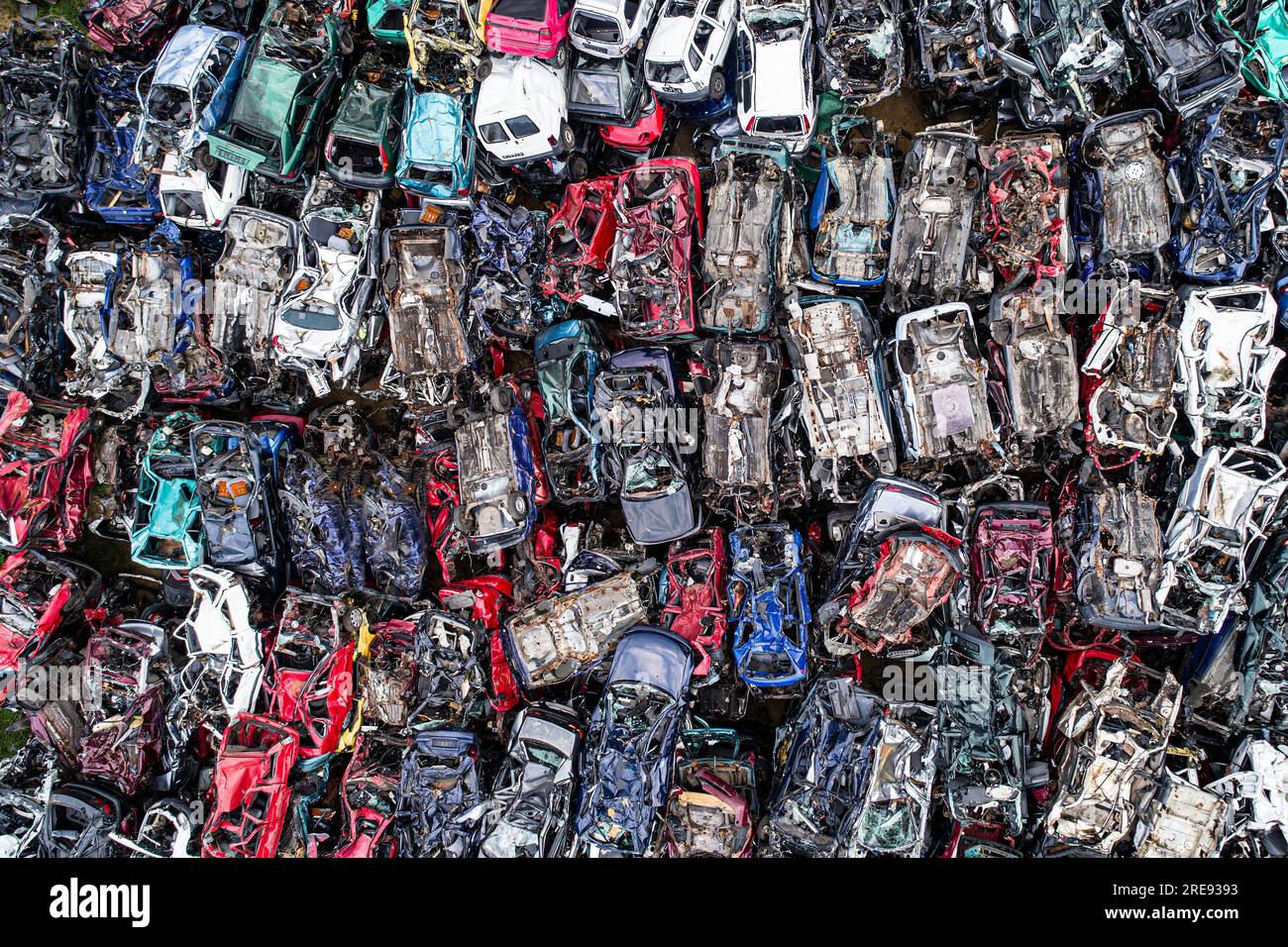 Damaged, broken and corroded cars in a scrapyard Stock Photo - Alamy