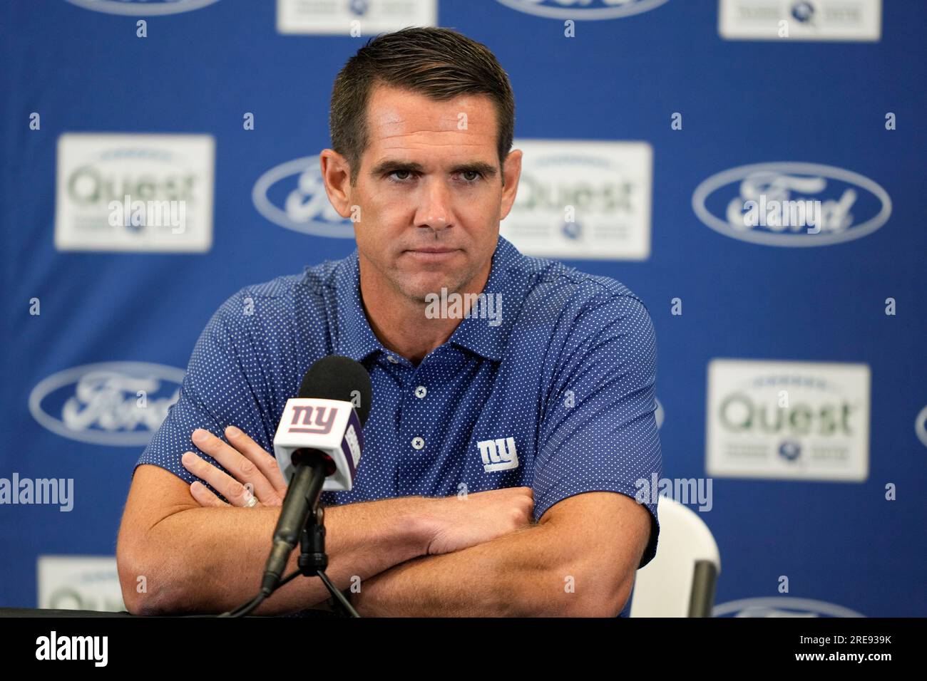 New York Giants General Manager Joe Schoen speaks to the media at the ...