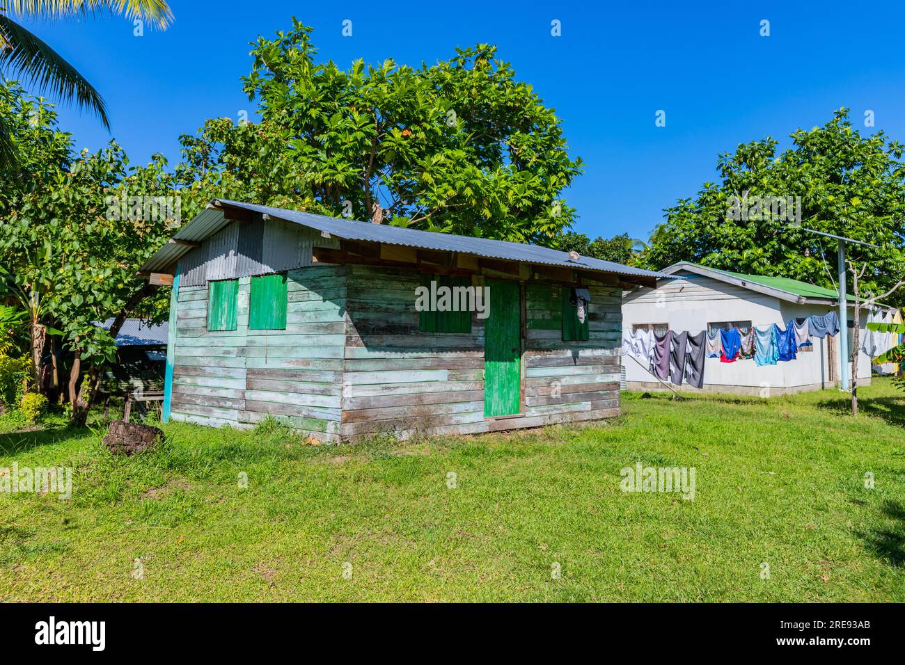Typical houses in a small village in Viti Levu island, Fiji Stock Photo ...