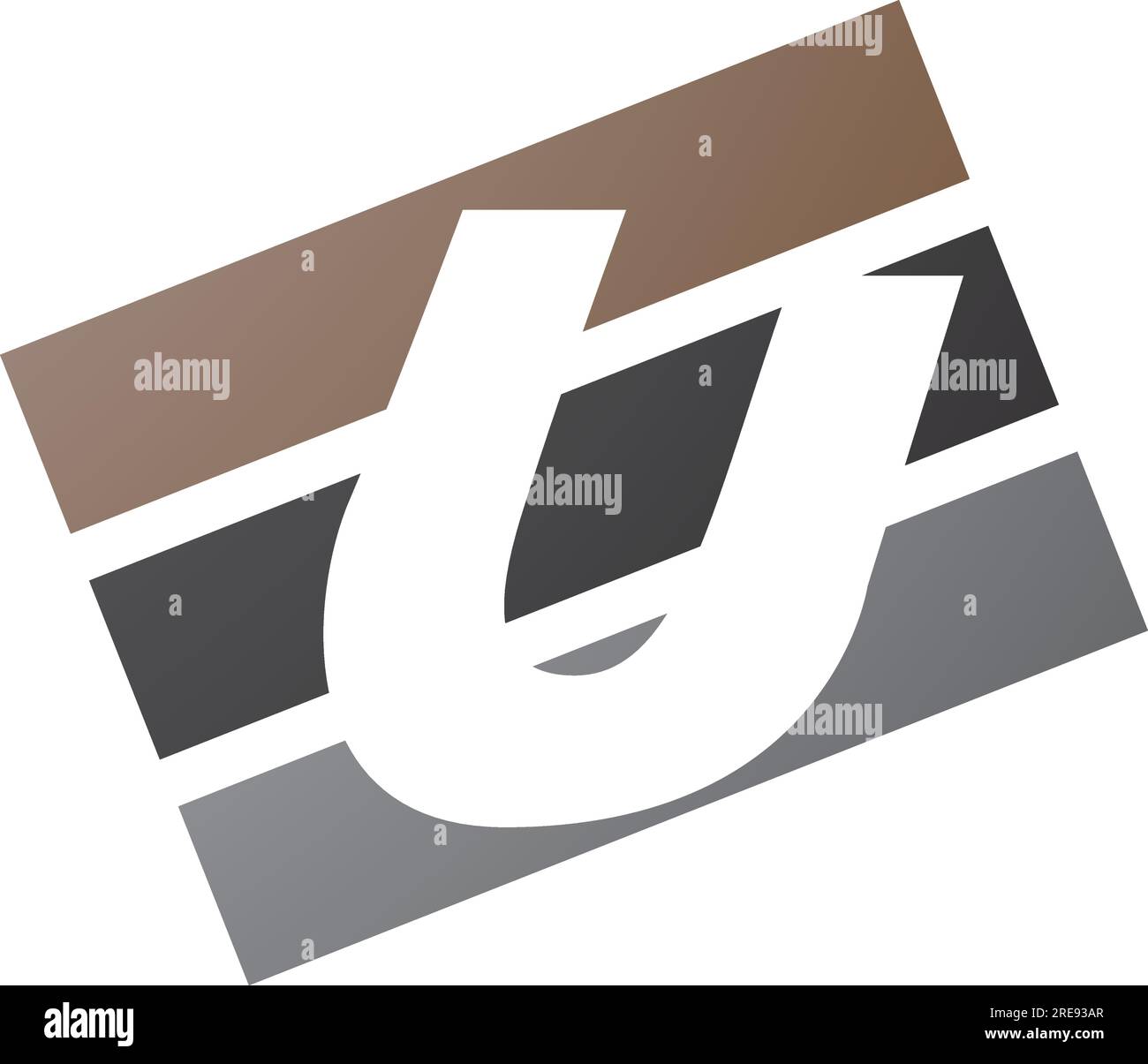 Brown and Black Rectangular Shaped Letter U Icon on a White Background ...