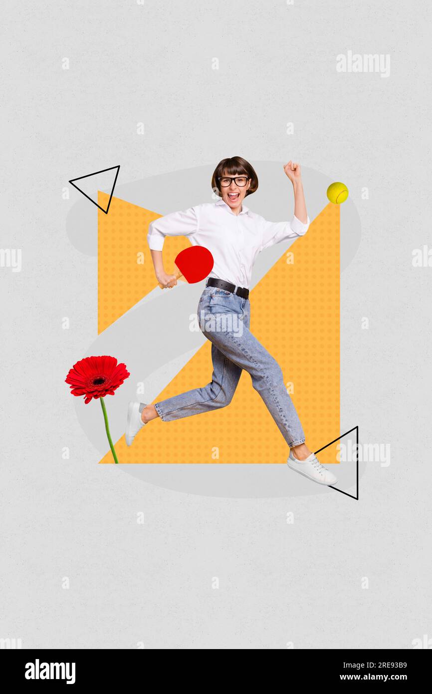 3d retro abstract creative artwork template collage of lucky excited ...