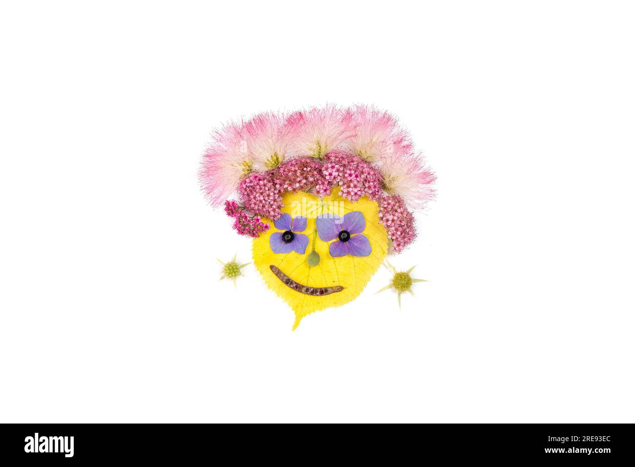 autumn nature craft for kids, flower mask made of leaf, top view ...