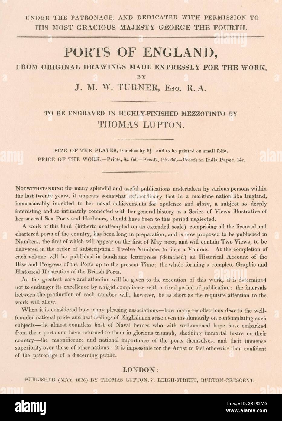 Advertisement for 'Ports of England' between 1826 and 1828 by Thomas ...