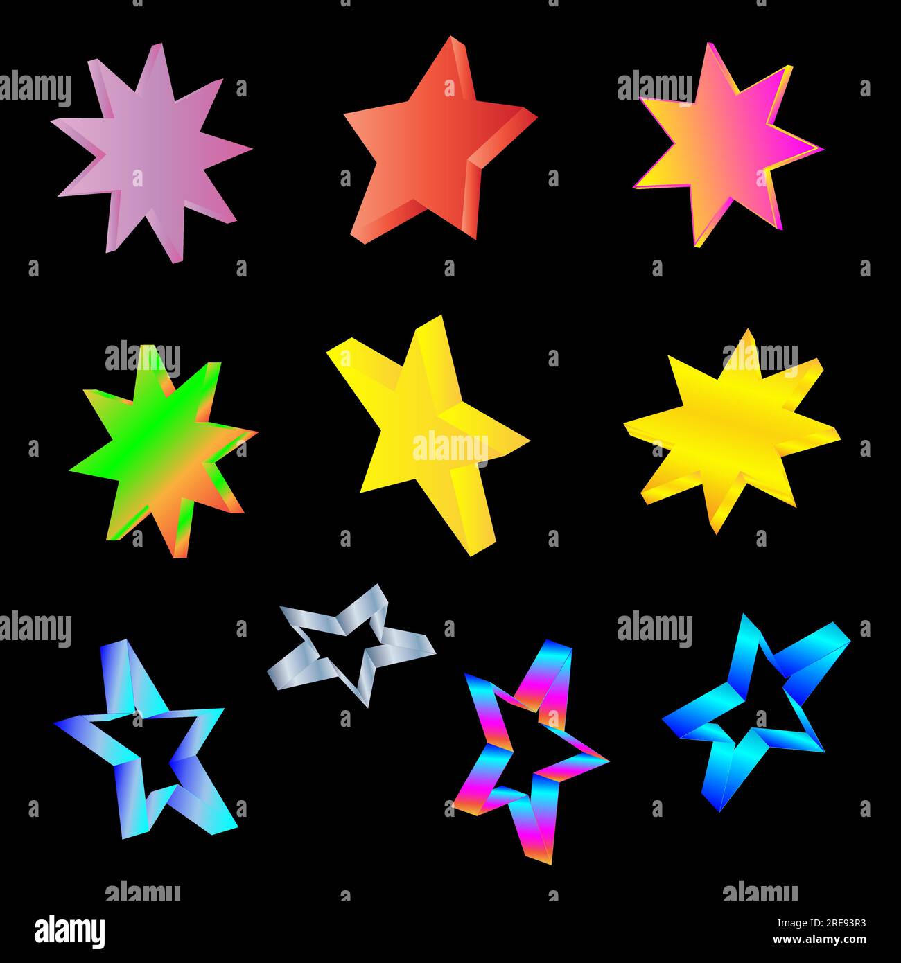 Collection of stars icon element 3d isometric graphic design decoration ...