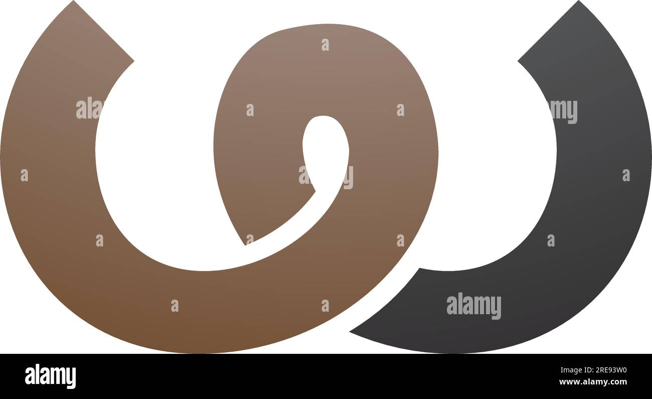 Brown and Black Spring Shaped Letter W Icon on a White Background Stock ...