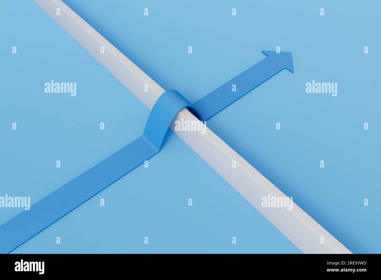 Path of an arrow over a wall obstacle. Overcoming a business barrier or ...