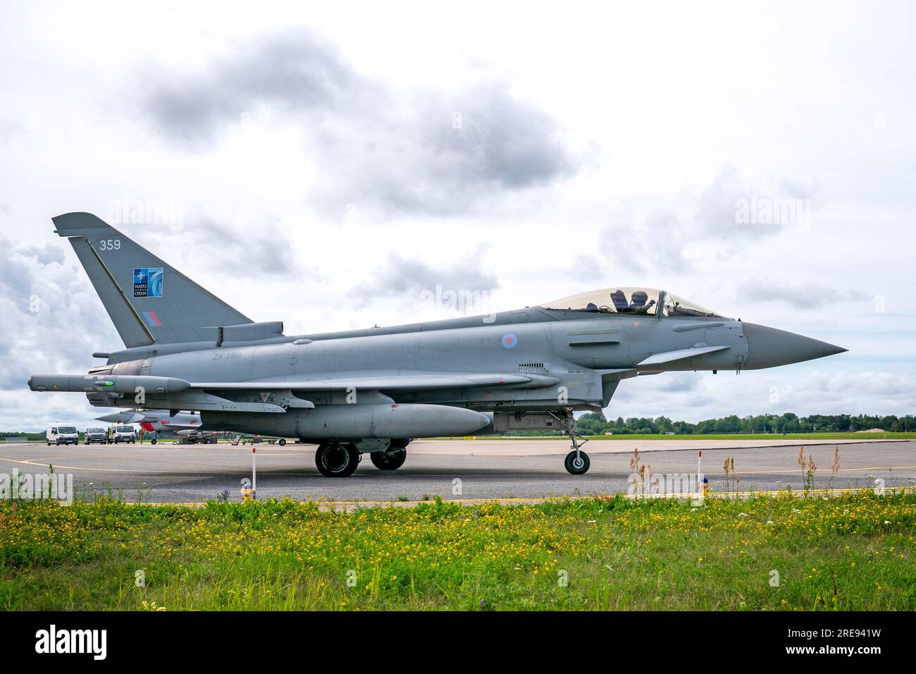 An RAF Typhoon jet heads out on a training exercise at the Amari Airbase, in Estonia, where a ...